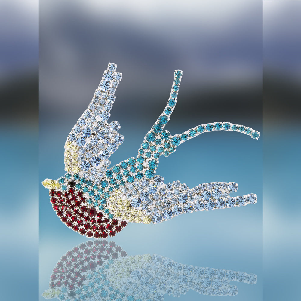 Barn Swallow Pin with Swarovski Crystal Stones by Albert Weiss