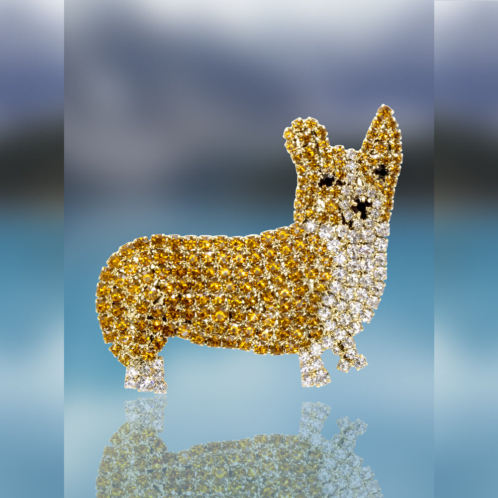 Corgi Pin with Swarovski Crystal Stones by Albert Weiss