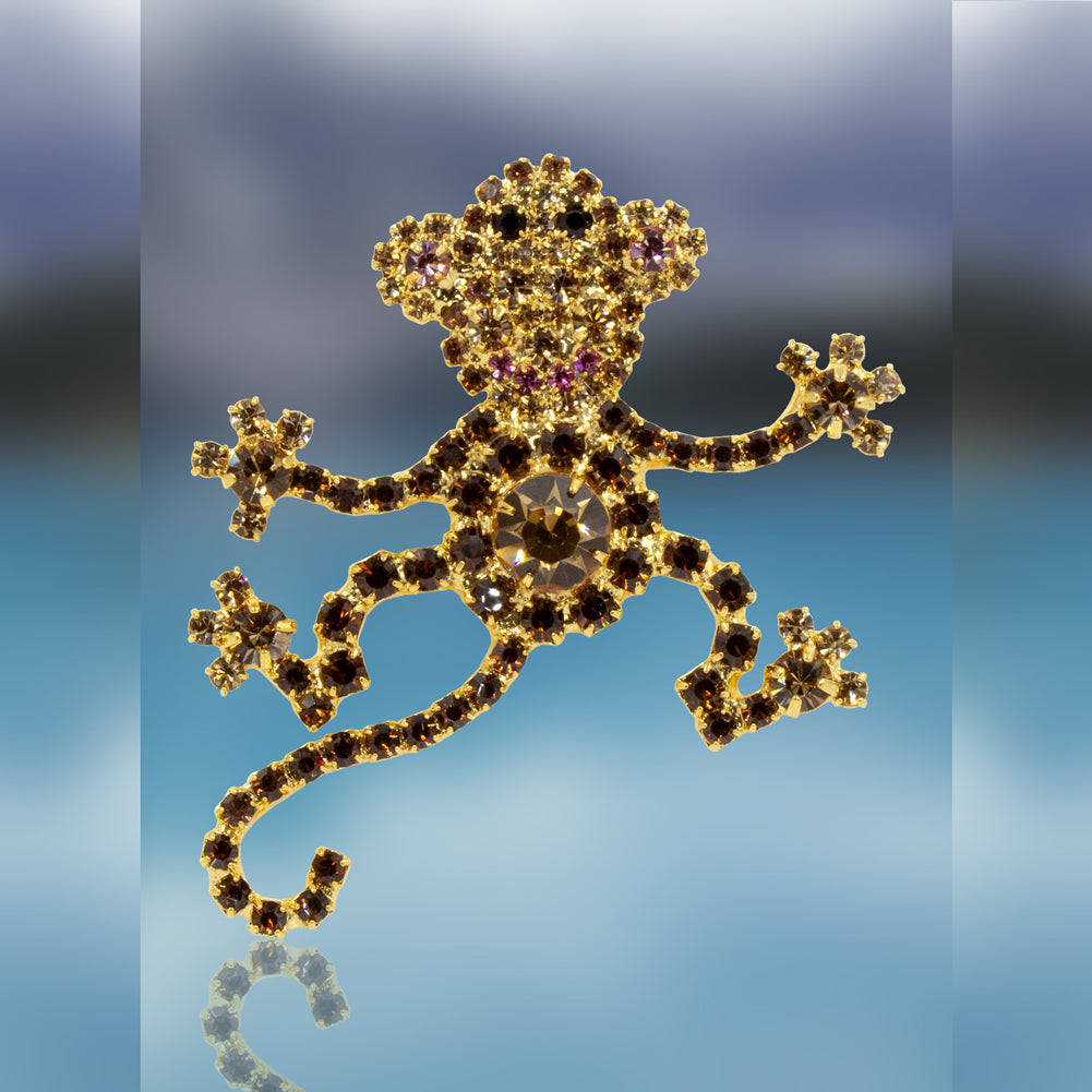 Monkey Pin with Swarovski Crystal Stones by Albert Weiss